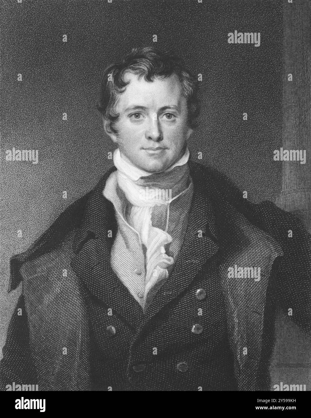 Humphrey Davy (1810-1876) on engraving from the 1800s. British chemist ...