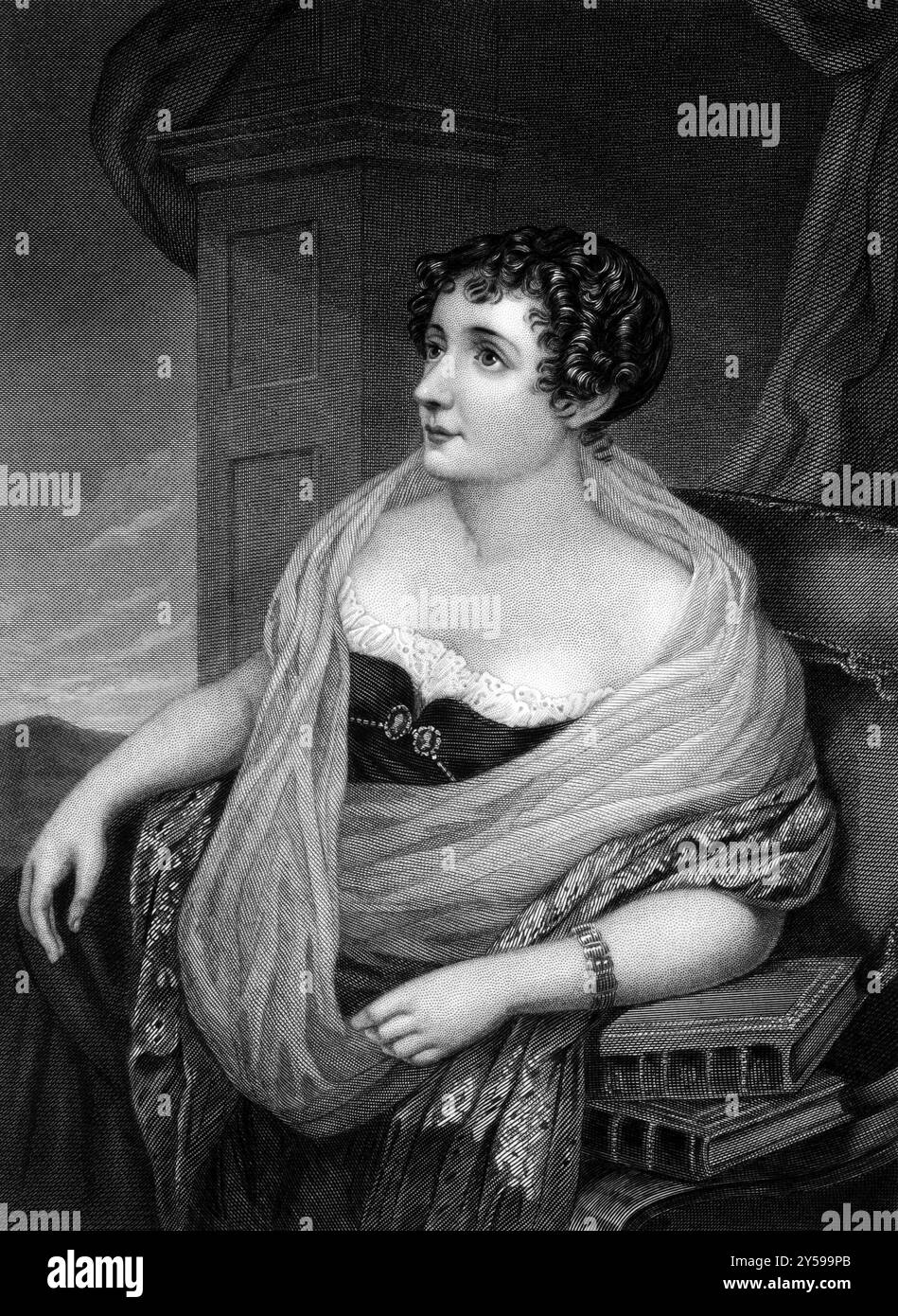 Sydney, Lady Morgan (1781-1859) on engraving from 1874. Irish novelist ...