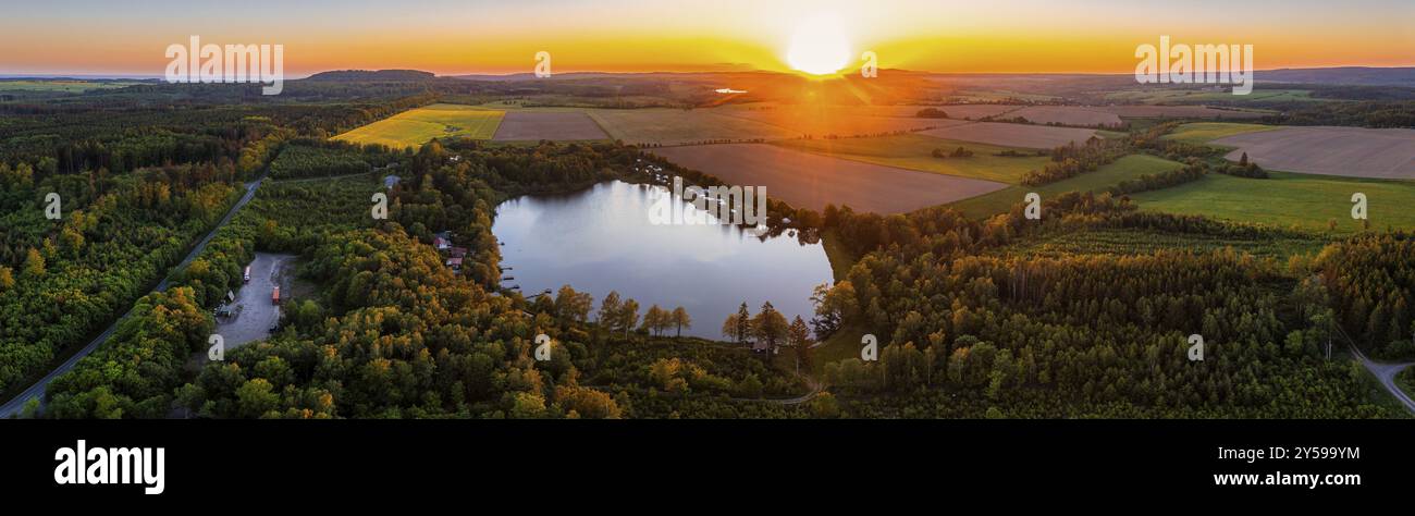 Lake Treuer neighbouring pond Harzgerode Strassberg Stock Photo - Alamy