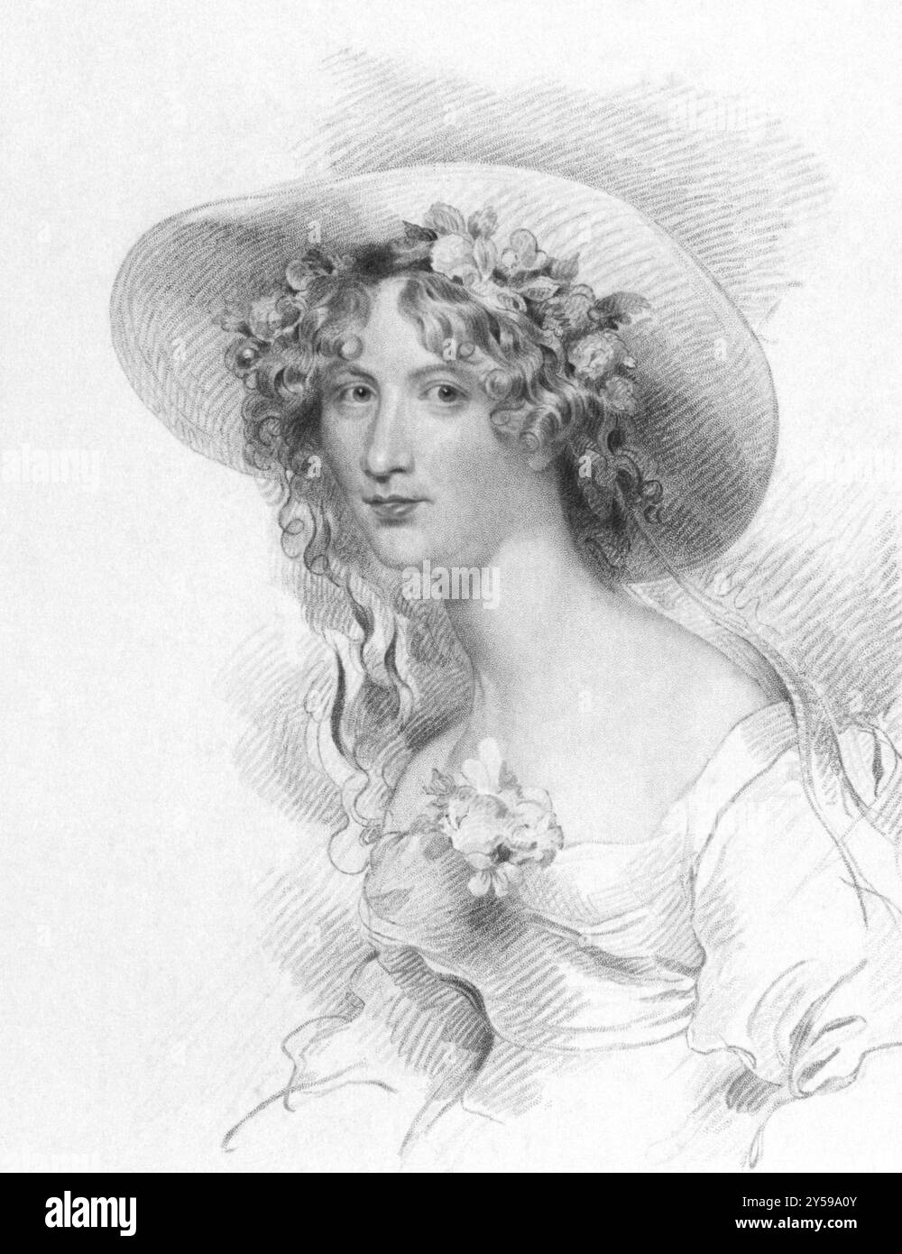 Anna Maria Porter (1780-1832) on engraving from the 1800s. Poet ...