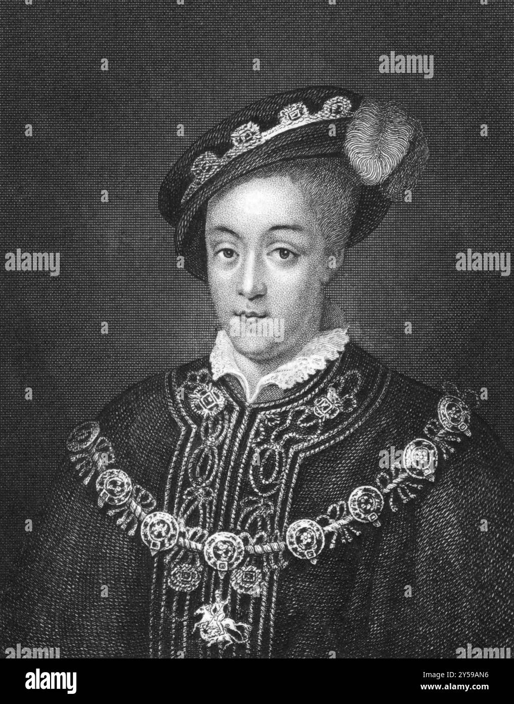 Edward VI of England (1537-1553) on engraving from 1830. King of ...
