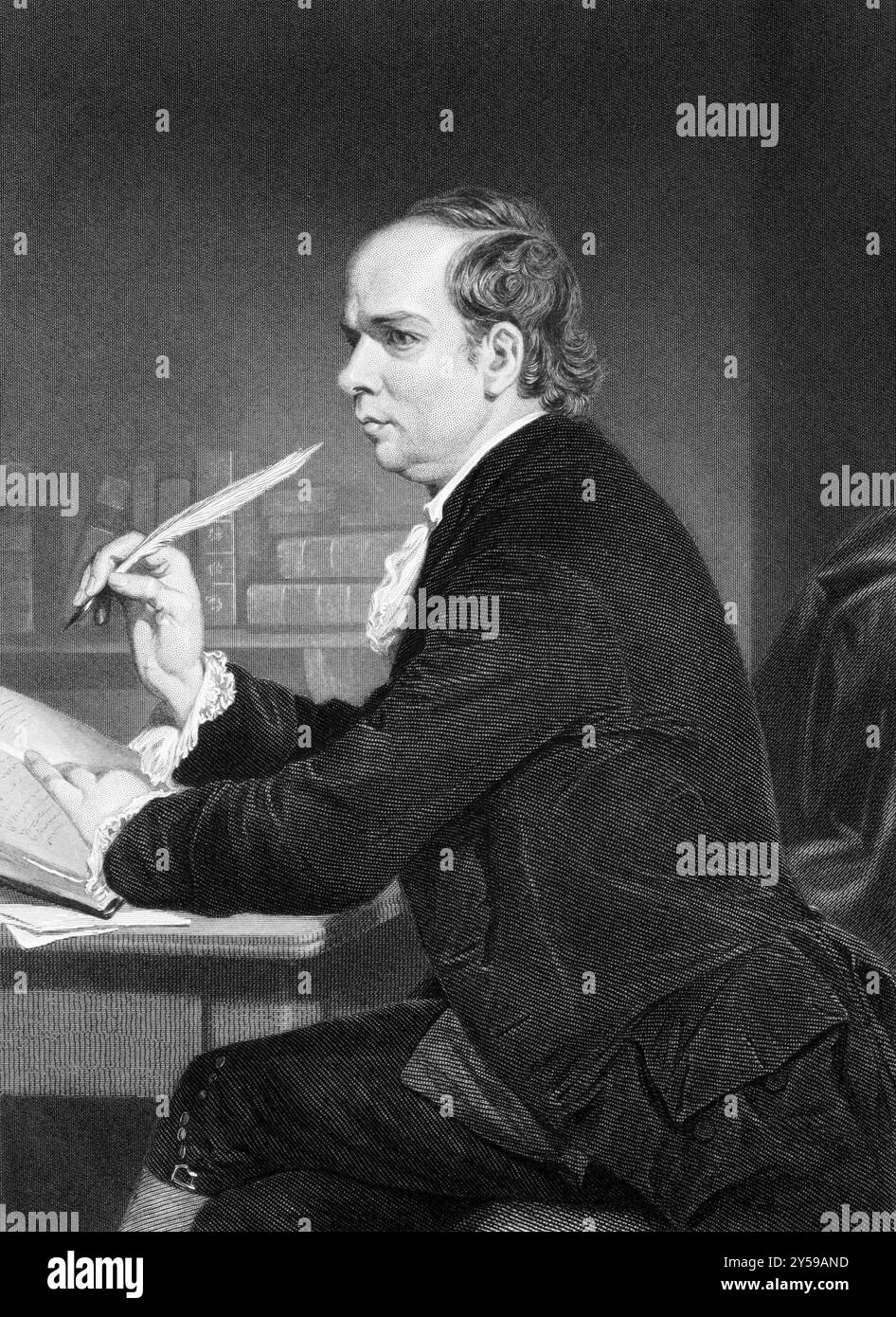 Oliver Goldsmith (1728-1774) on engraving from 1873. Irish writer, poet ...