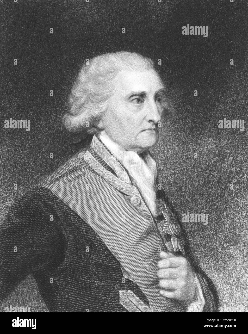 George Brydges Rodney, 1st Baron Rodney (1719-1792) on engraving from ...