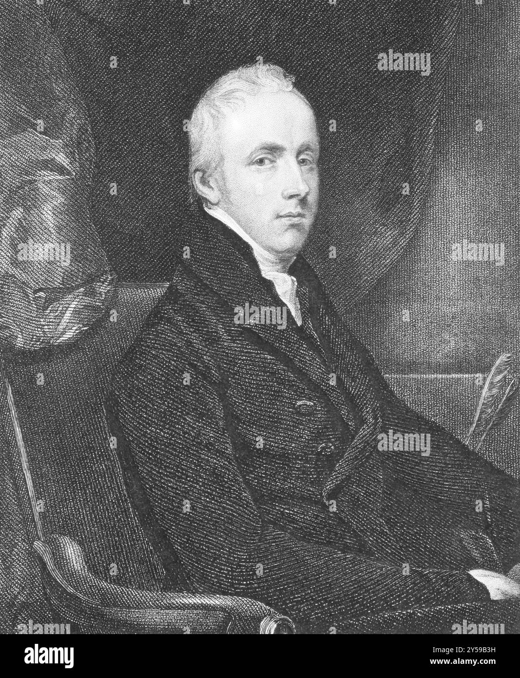 George Howard Earl of Carlisle on engraving from the 1800s. Engraved by ...