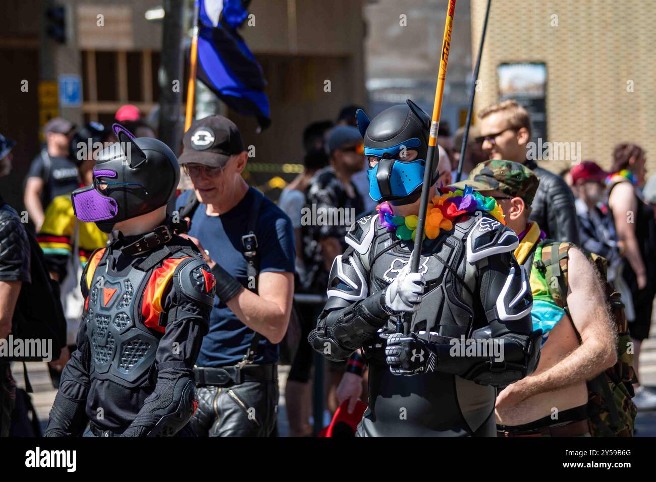 Men wearing pup hoods or puppy masks at Helsinki Pride 2024 parade on ...