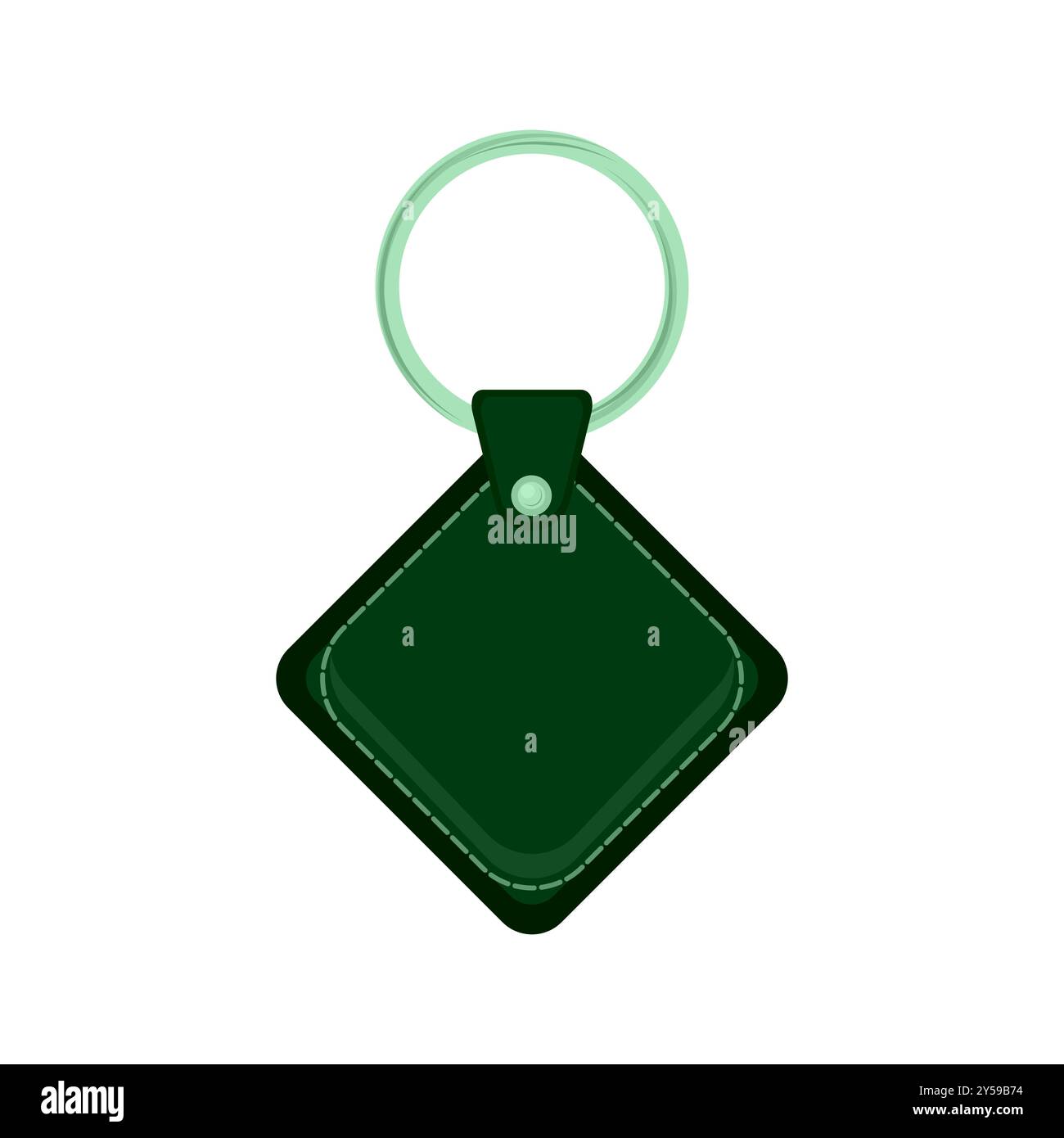 Vector leather holder trinket, pink keychain for key. Metal ring. Label ...