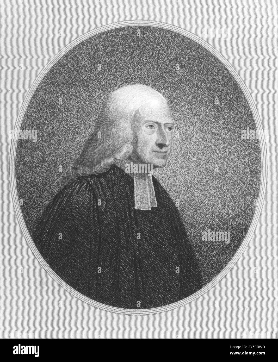 John Wesley (1703-1791) on engraving from the 1800s. Anglican cleric ...