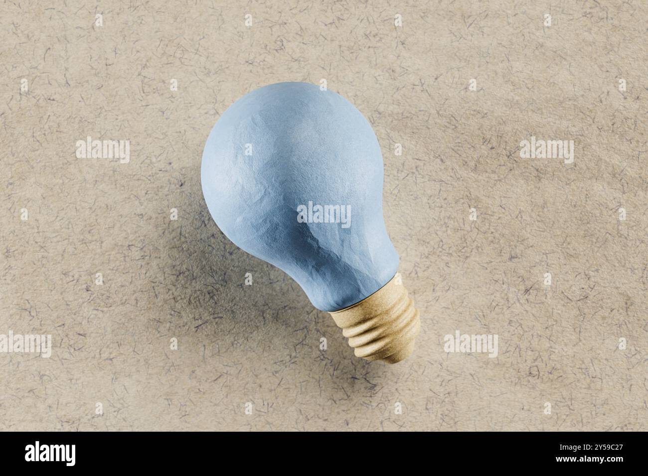Paper light bulb against craft paper backdrop conceptual 3D ...