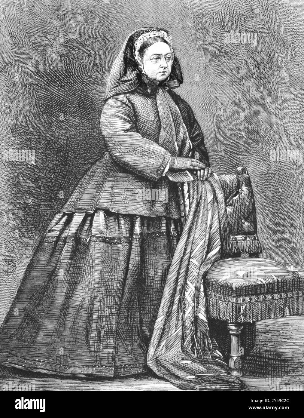 Queen Victoria (1819-1901) on engraving from the 1800s. Queen of Great ...