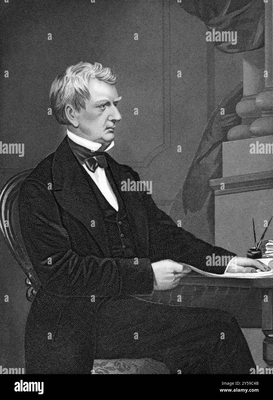 William Henry Seward (1801-1872) on engraving from 1873. American ...