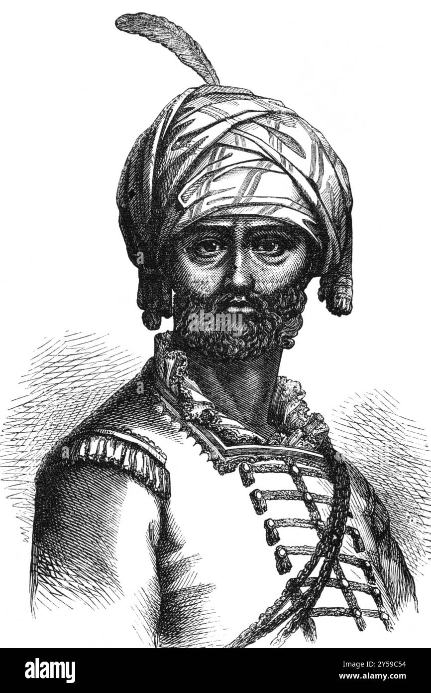 Hyder Ali (1720-1782) on engraving from 1800s. Ruler of the Kingdom of ...