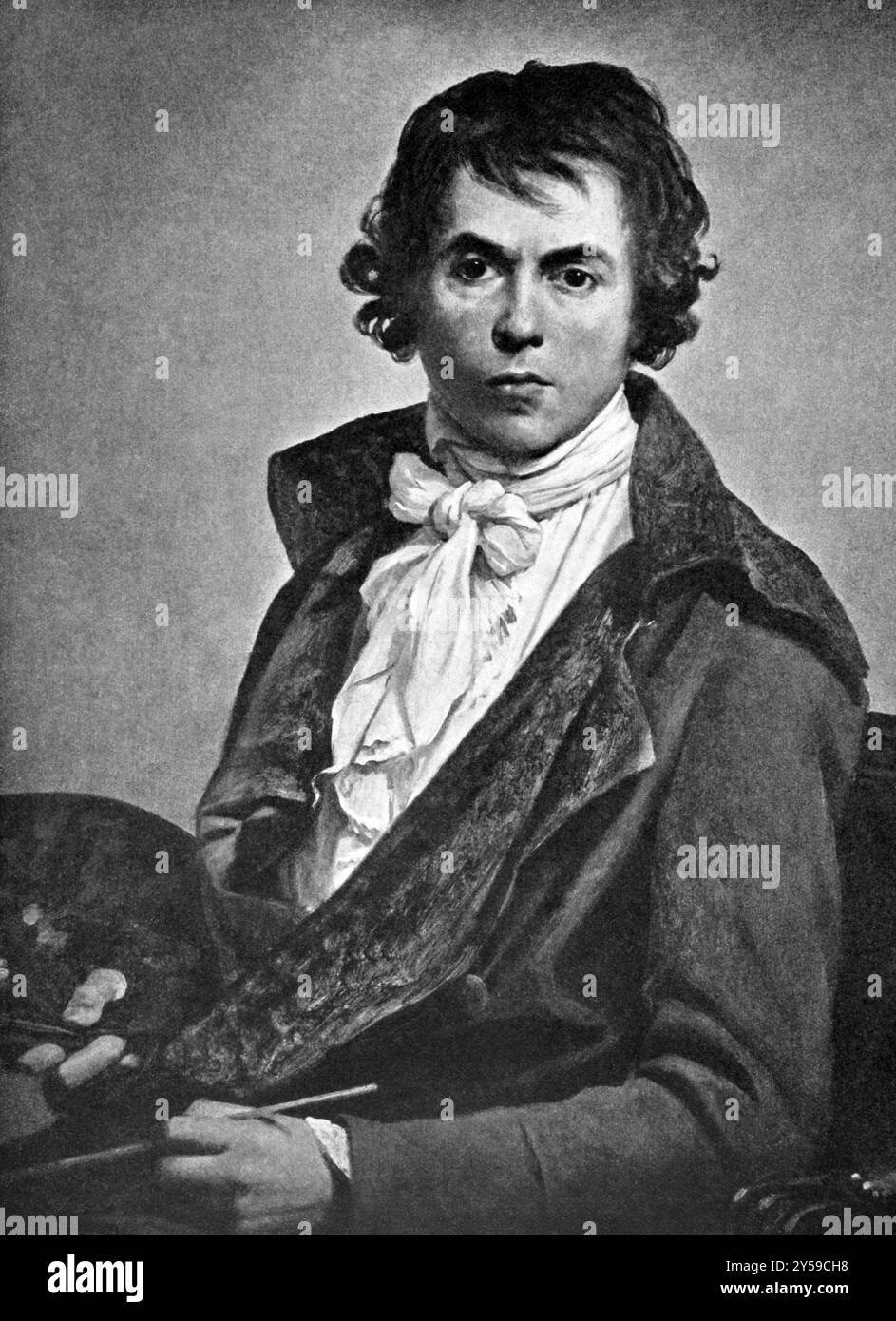 Jacques Louis David (1748-1825) on antique print from 1898. French ...