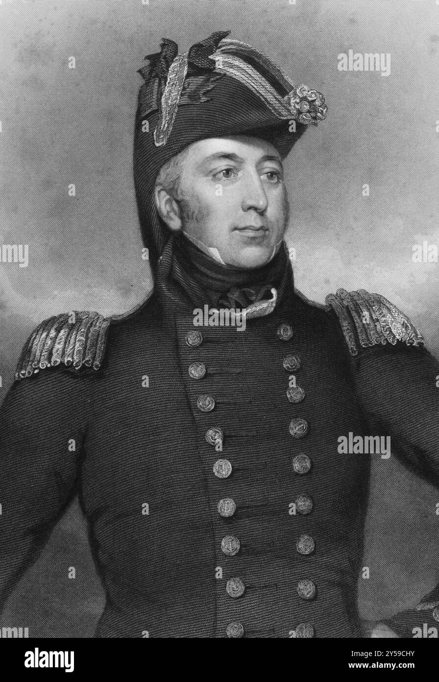 George Cockburn (1772-1853) on engraving from 1837. British naval ...