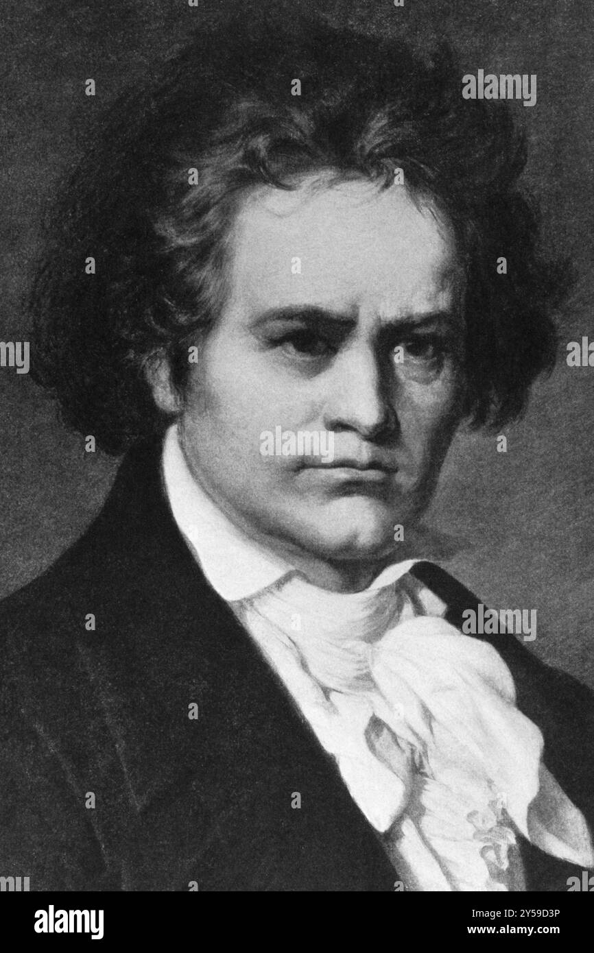Ludwig van Beethoven (1770-1827) on engraving from 1908. German ...
