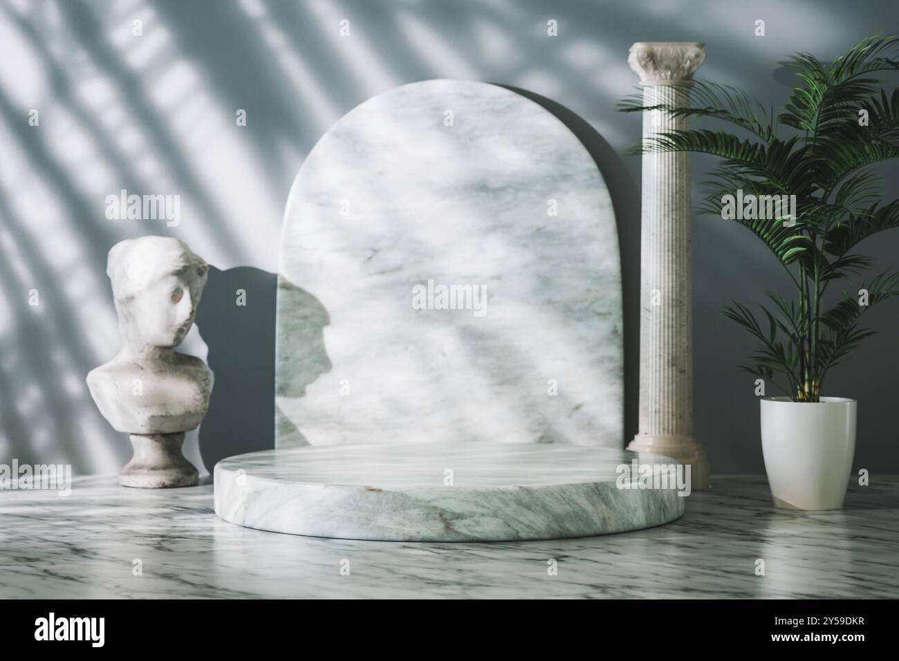 Podium pedestal product mock up display with ancient Greek statue ...