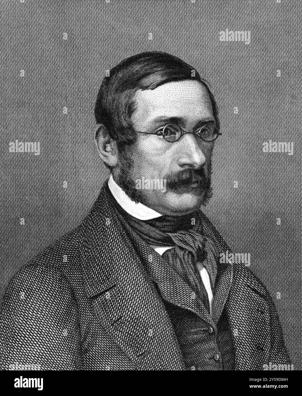 Hans Victor von Unruh (1806-1886) on engraving from 1859. Prussian ...