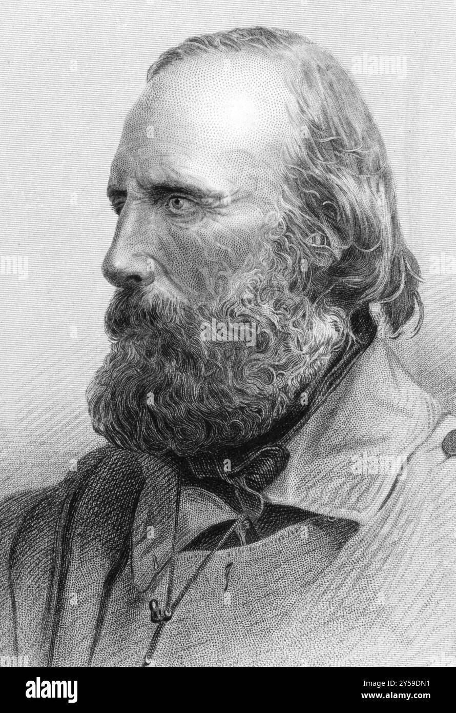 Giuseppe Garibaldi (1807-1882) on engraving from 1800s. Italian ...