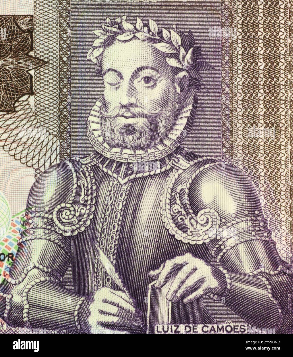 Luiz de Camoes on 500 Escudos 1973 Banknote from Angola. Portugal's ...