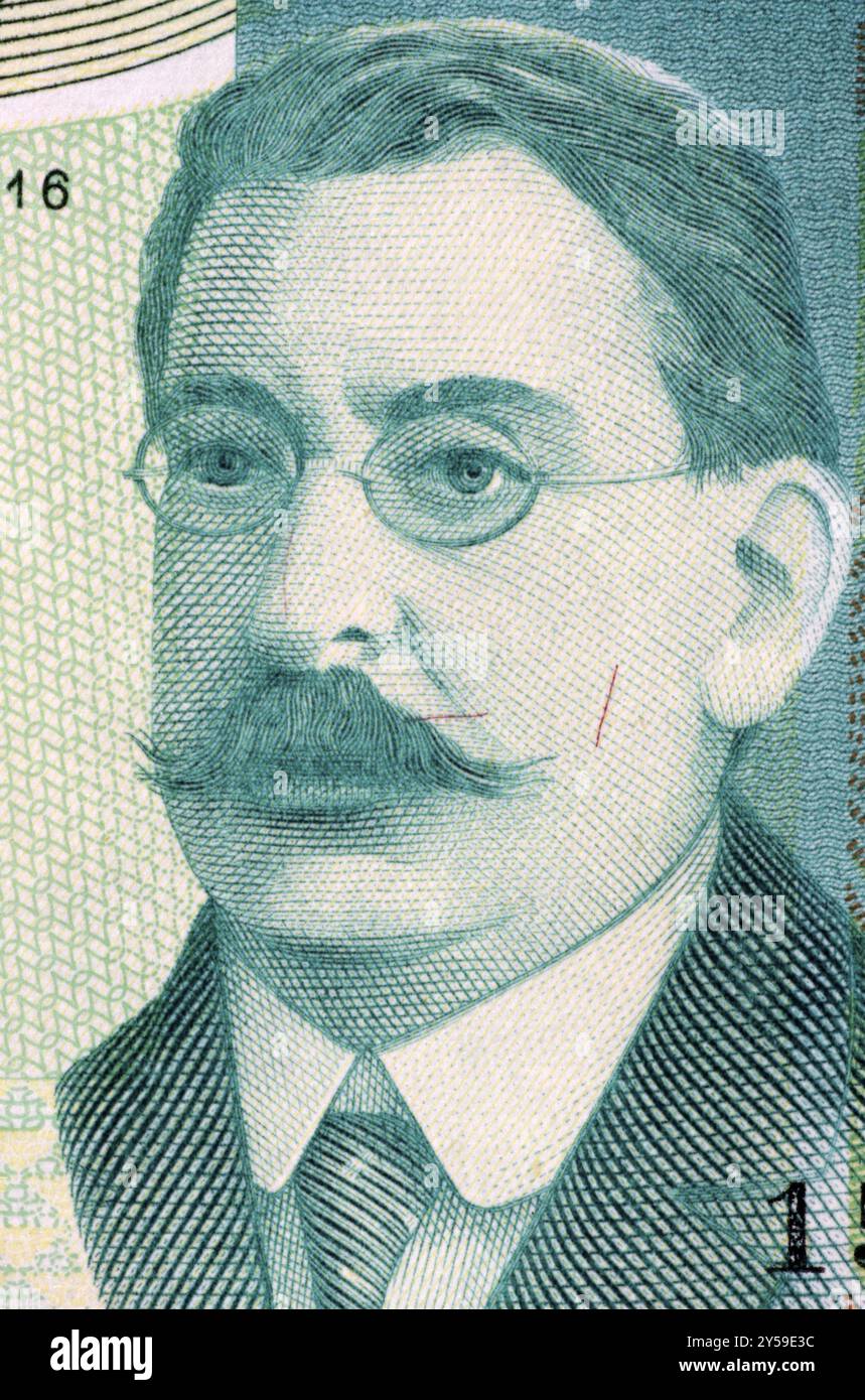 Jose Enrique Rodo (1871-1917) on 200 Nuevos Pesos 1986 Banknote from ...