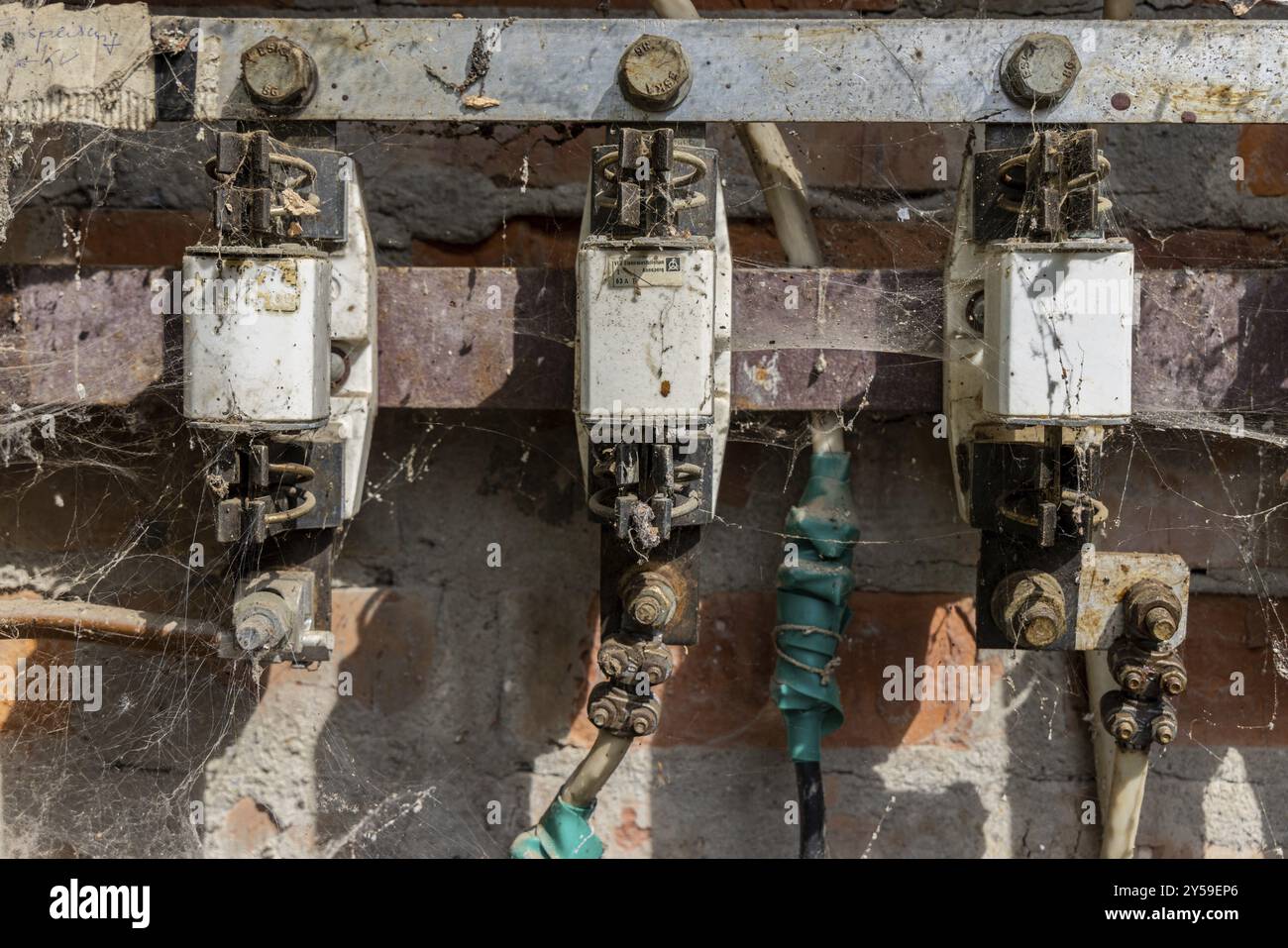 Old masonry power distribution board Energy grid Stock Photo - Alamy