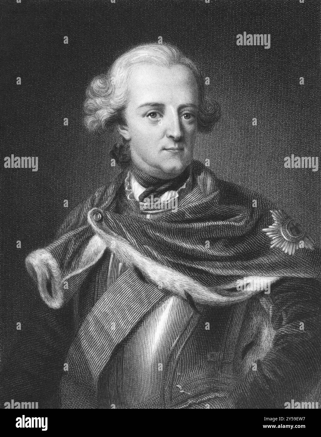 Frederick II (1712 -1786) on engraving from the 1800s. King of Prussia ...