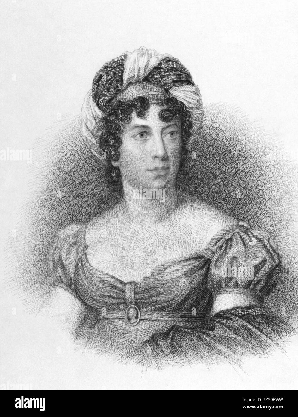 Germaine de Stael (1766-1817) on engraving from the 1800s. French ...