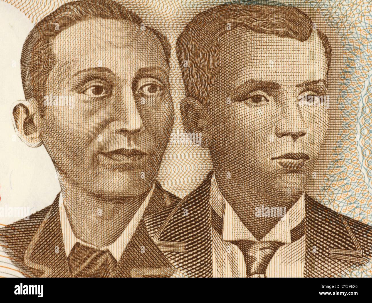 Apolinario Mabini and Andres Bonifacio on 10 Piso 2008 Banknote from ...