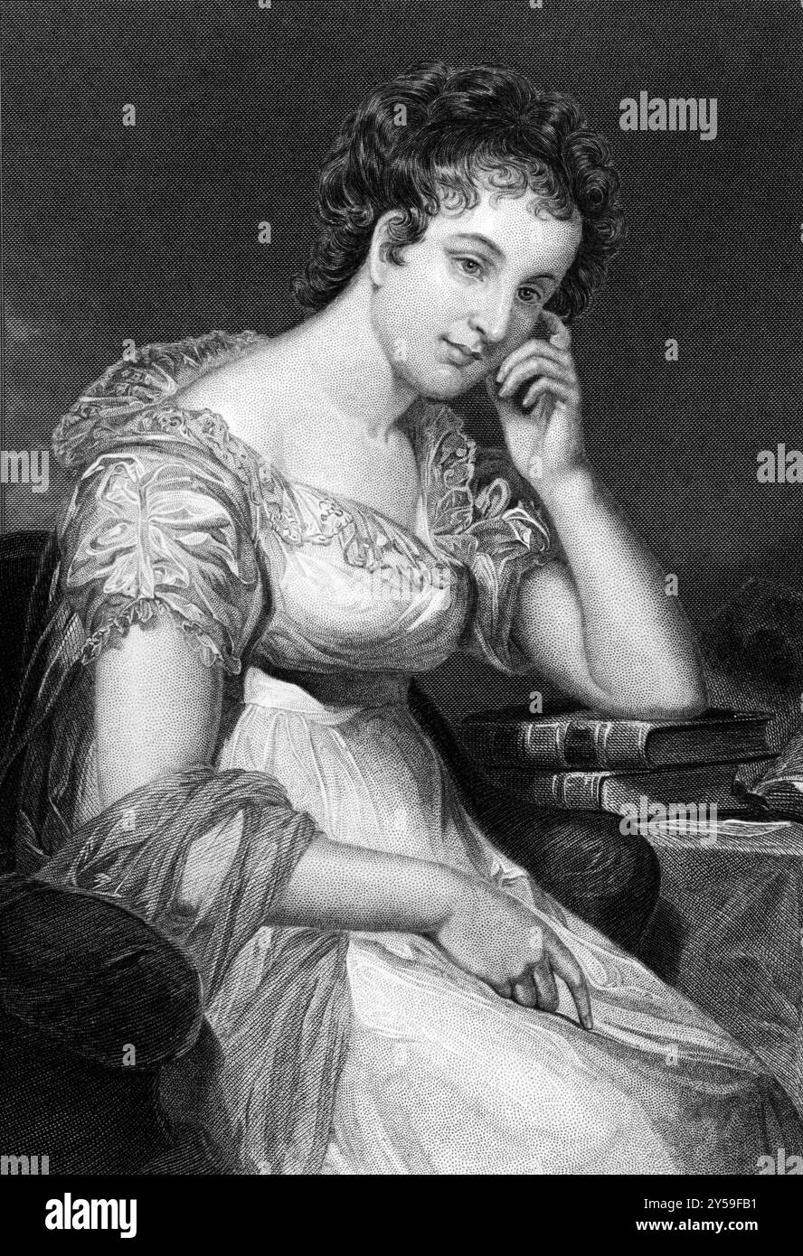 Maria Edgeworth (1768-1849) on engraving from 1873. Prolific Irish writer of adults and children ...