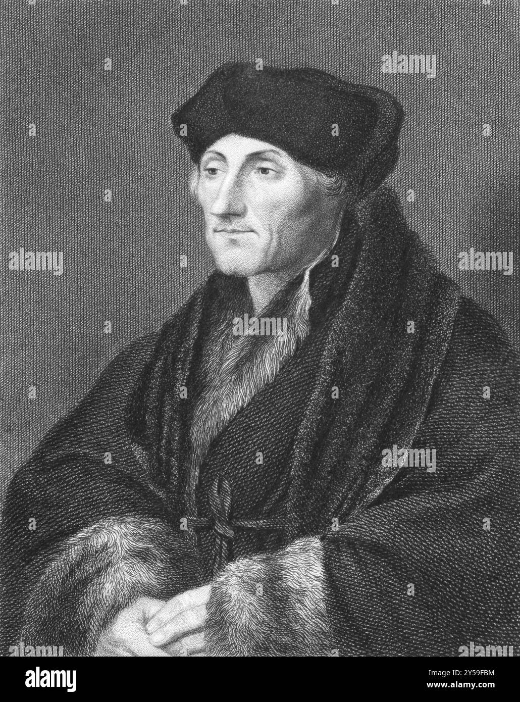 Erasmus (1466/1469-1536) on engraving from the 1800s. Dutch Renaissance ...
