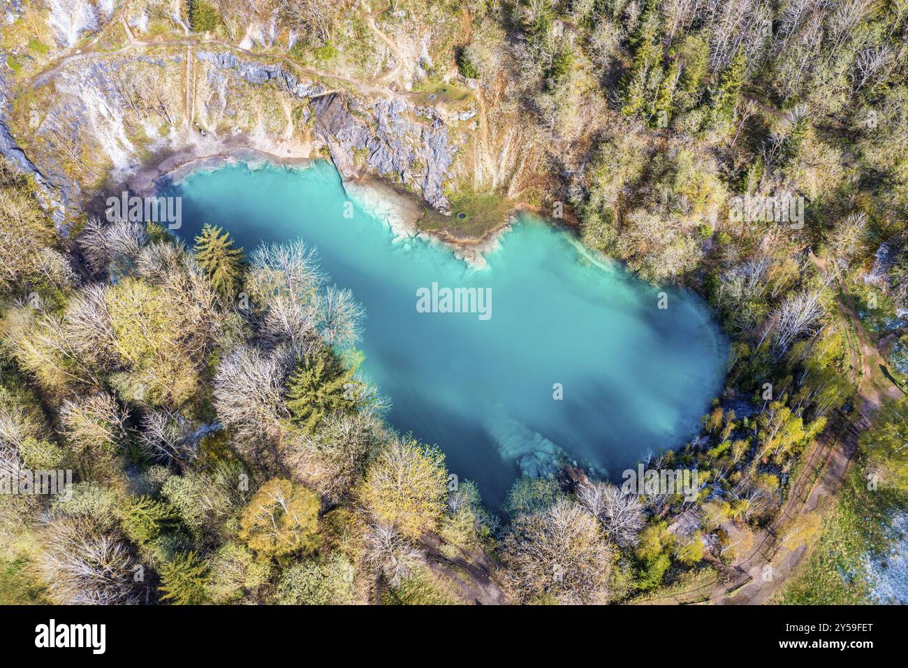 The blue lake from above Aerial view Stock Photo - Alamy