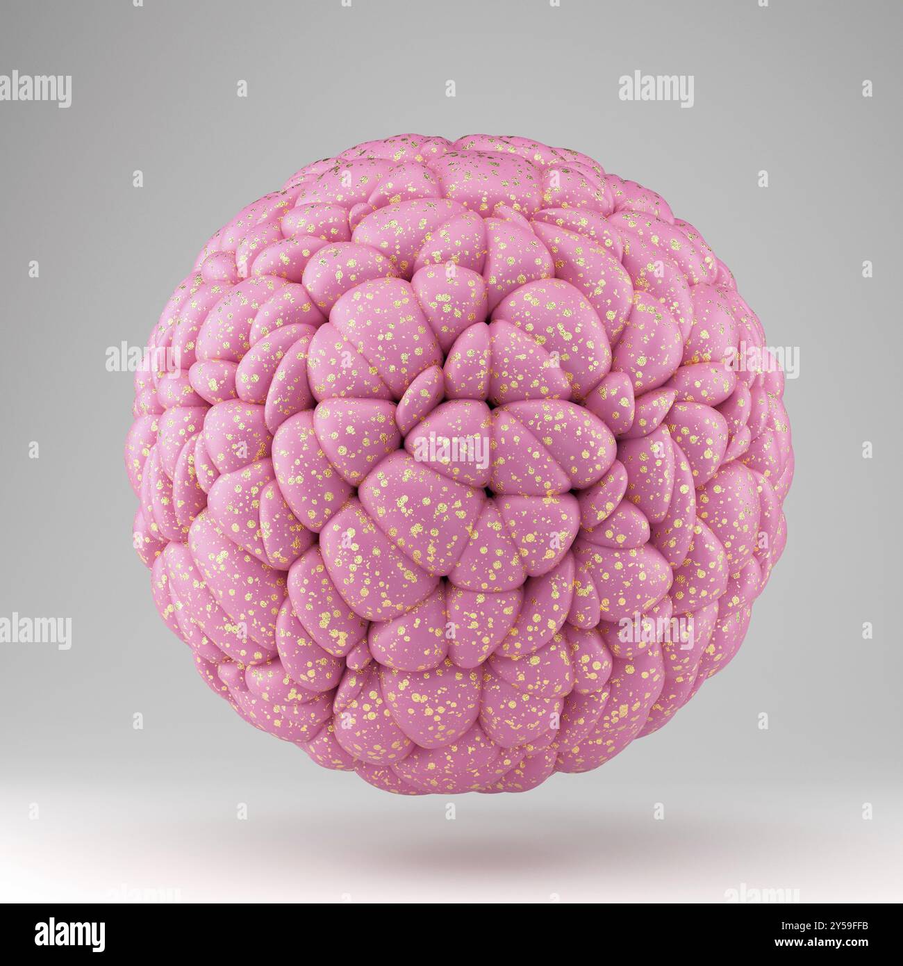 Round brain-like geometric shape on pink background, 3D illustration ...