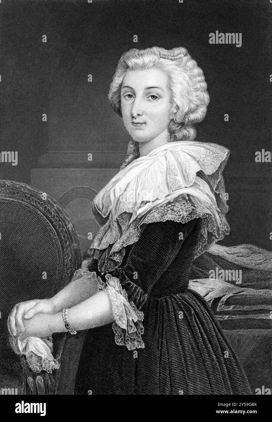 Marie Antoinette (1755-1793) on engraving from 1873. Queen of France ...