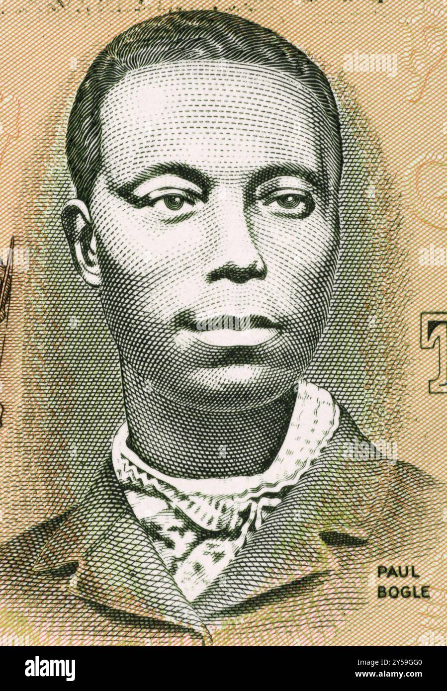 Paul Bogle (1820-1865) on 2 Dollars 1993 Banknote from Jamaica ...