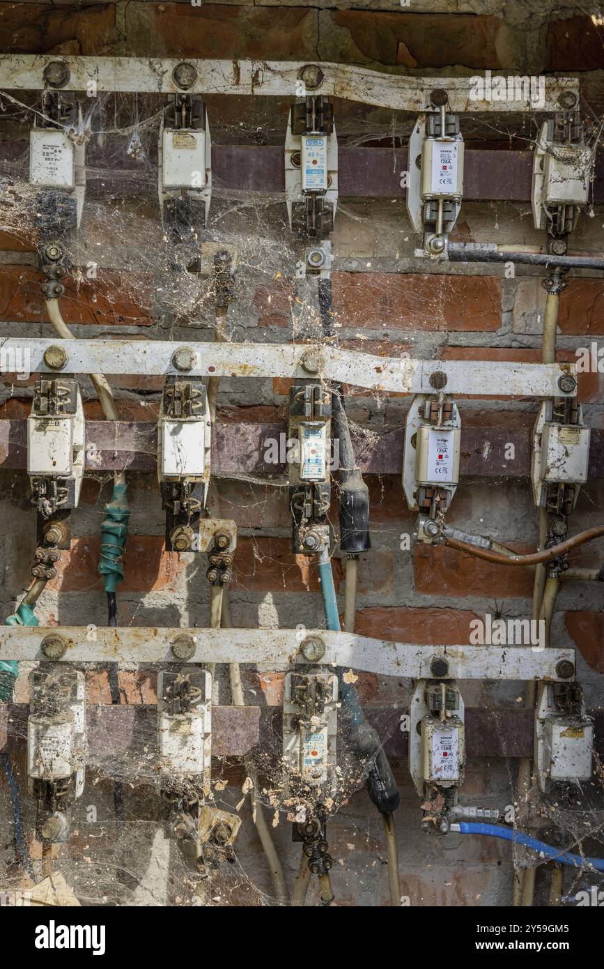 Old masonry power distribution board Energy grid Stock Photo - Alamy