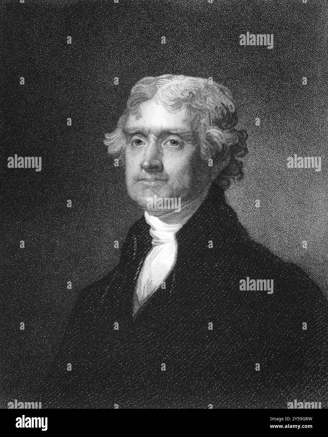 Thomas Jefferson (1743-1826) on engraving from 1835. American Founding ...