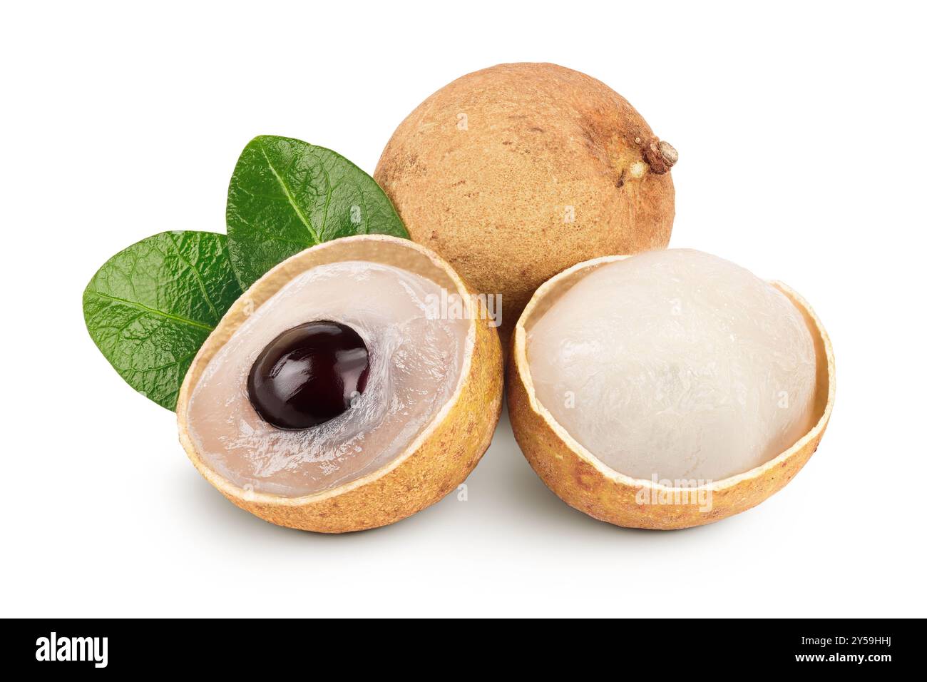 Fresh longan fruit with leaves isolated on white background Stock Photo ...