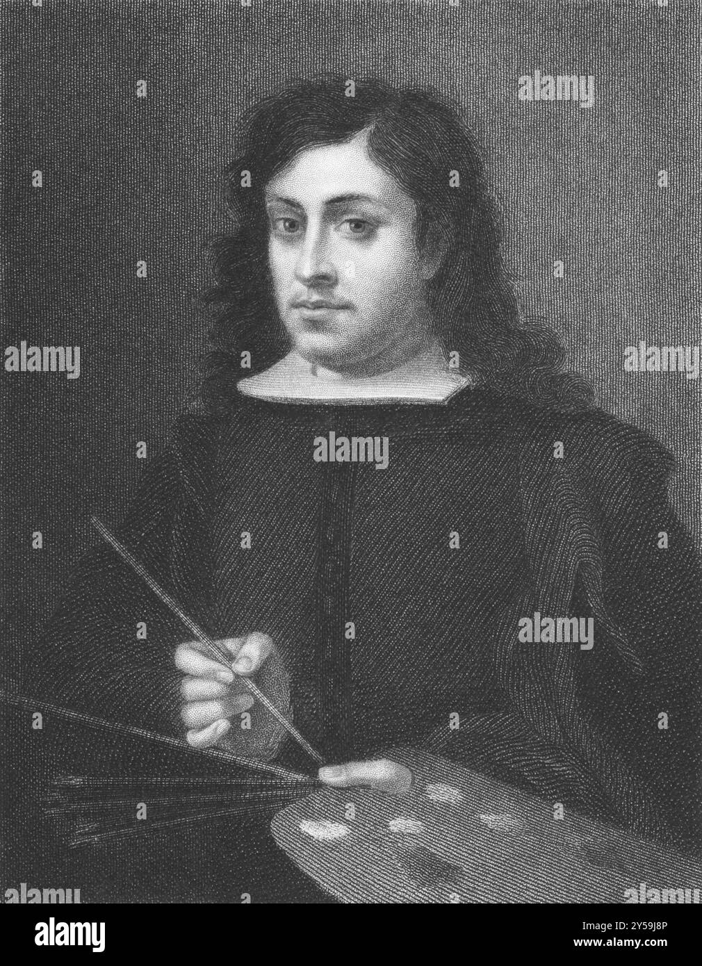 Bartolome Esteban Murillo (1617-1682) on engraving from the 1800s ...