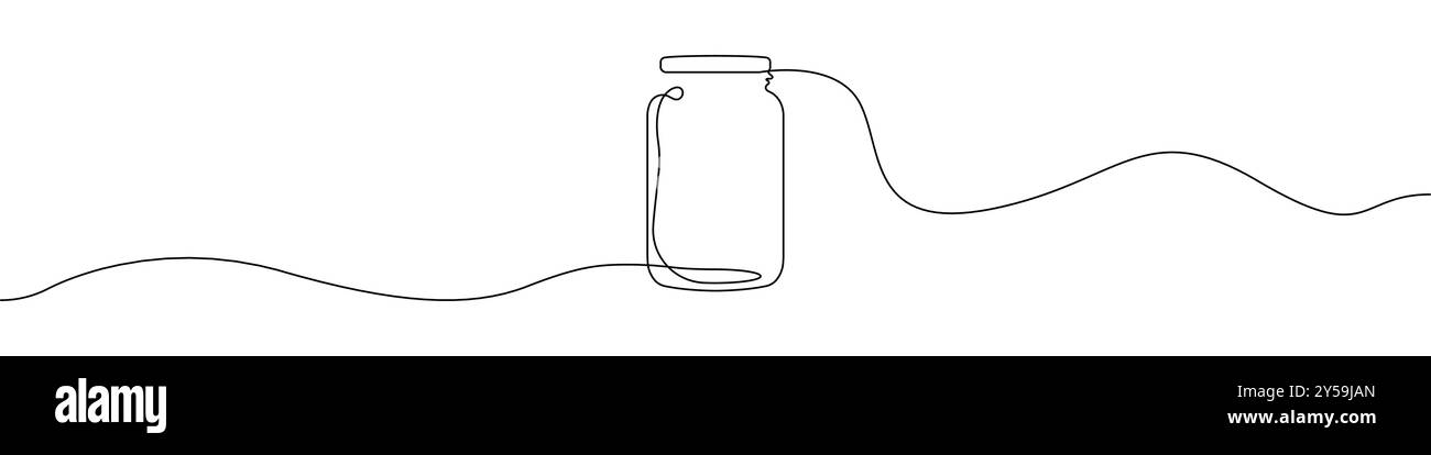 One line jar icon vector background. Bottle icon. Continuous outline of ...