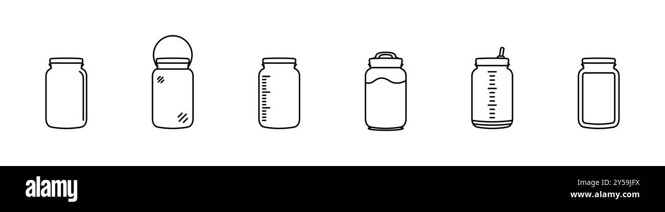 Measuring cup simple outline icon. Glass jar vector. Jar for spices ...