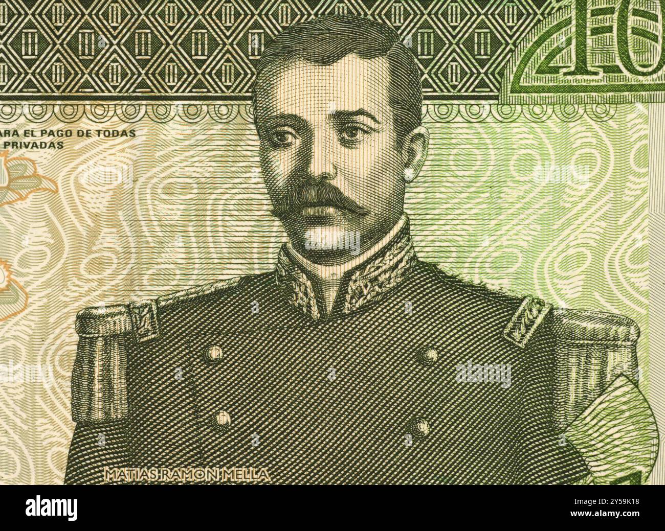 Matias Ramon Mella (1816-1864) on 10 Pesos Oro 2002 Banknote from the ...
