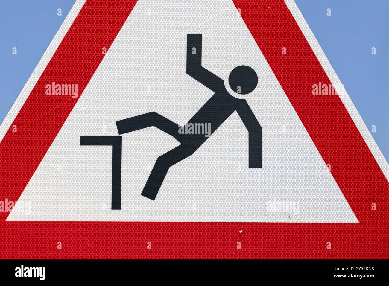 Traffic sign Caution cliffs danger of falling Stock Photo - Alamy