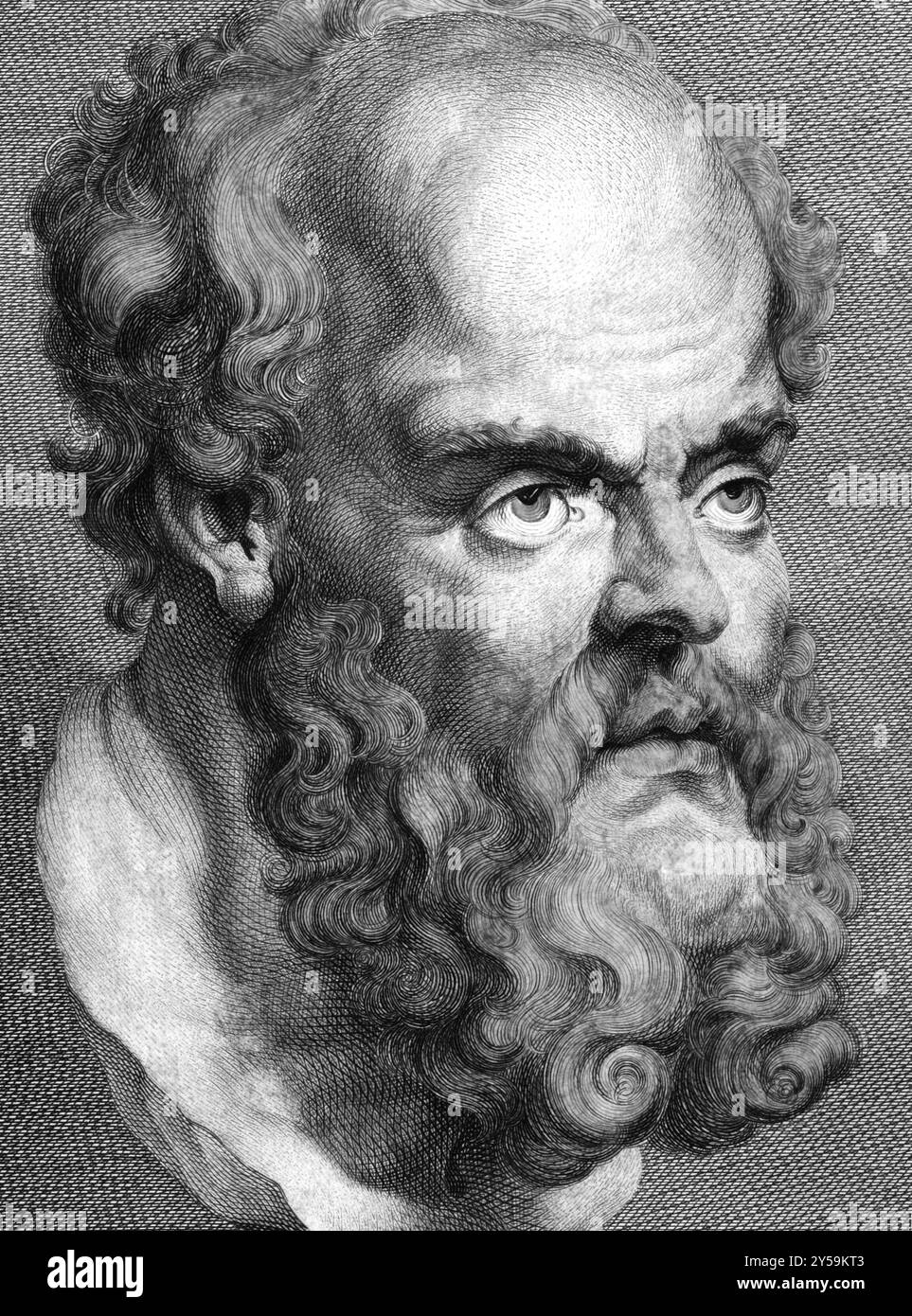 Socrates (469BC-399BC) on engraving from 1788. Classical Greek Athenian ...