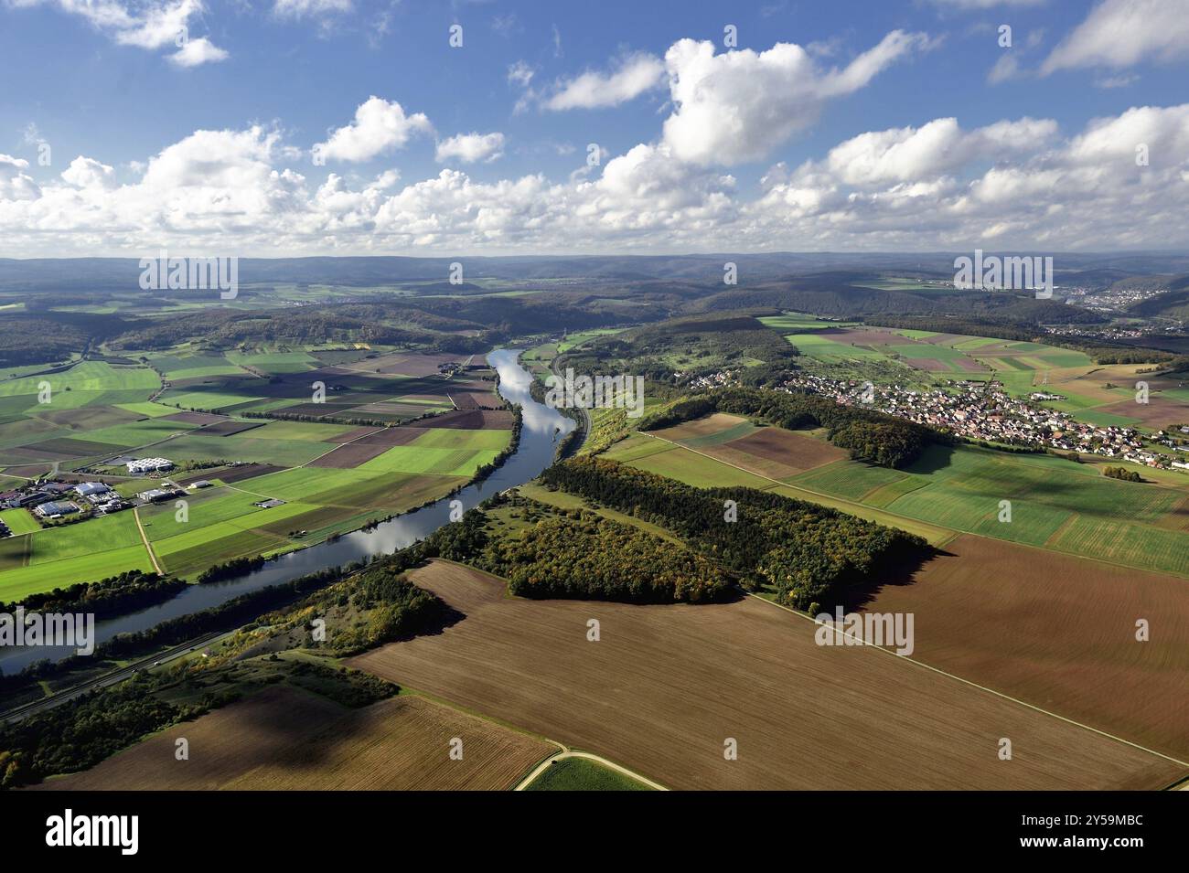 Aerial view of the Main near Gambach Stock Photo - Alamy