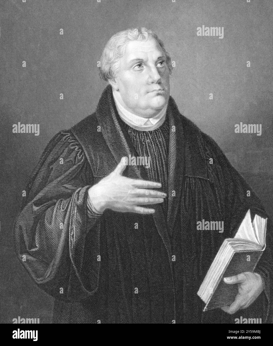 Martin Luther (1483-1546) on engraving from the 1800s. Priest and ...