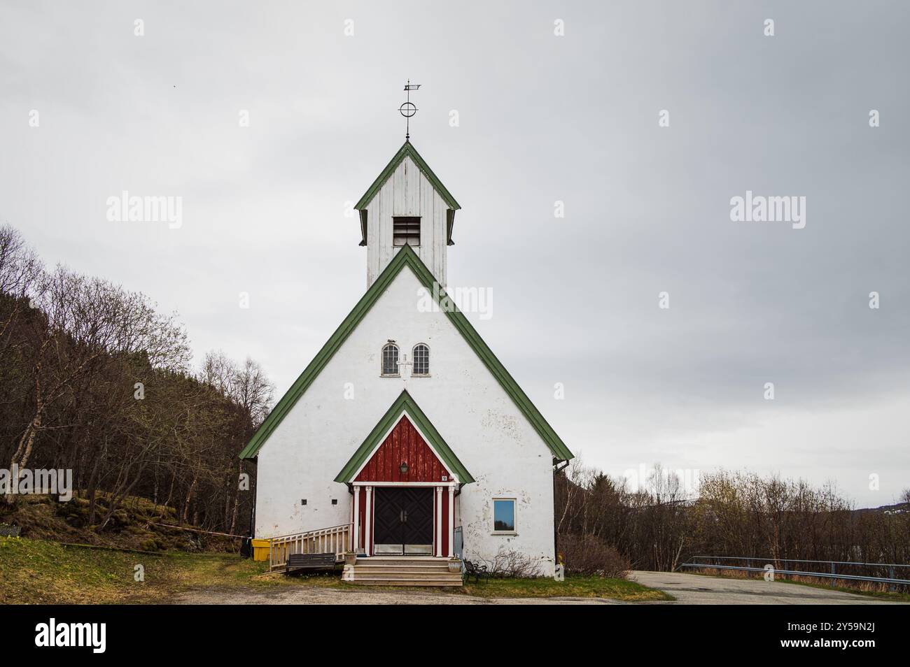 views of the church of skaland, senja, norway Stock Photo - Alamy