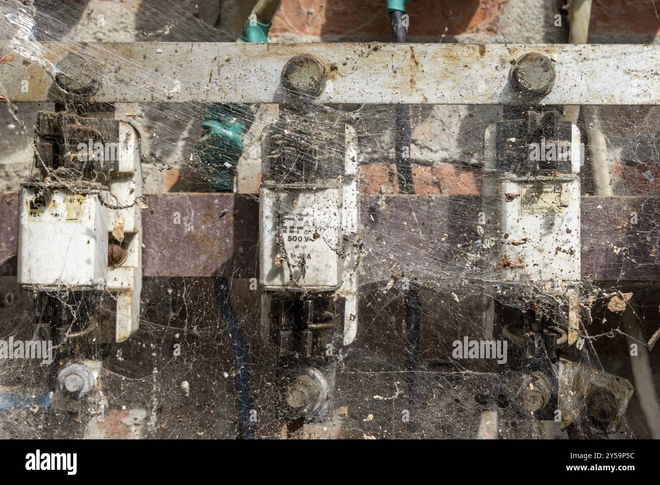 Old masonry power distribution board Energy grid Stock Photo - Alamy