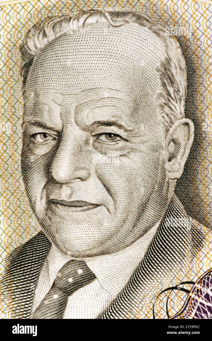 Hayim Nahman Bialik (1873-1934) on 10 Lirot 1968 Banknote from Israel ...