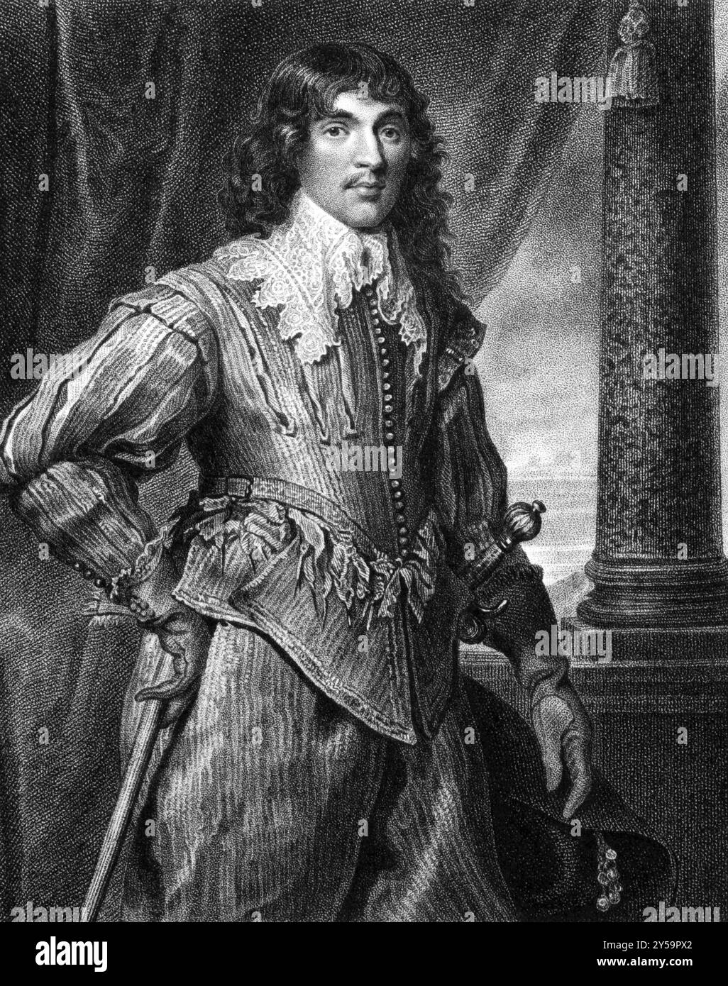 William Hamilton, 2nd Duke of Hamilton (1616-1651) on engraving from ...