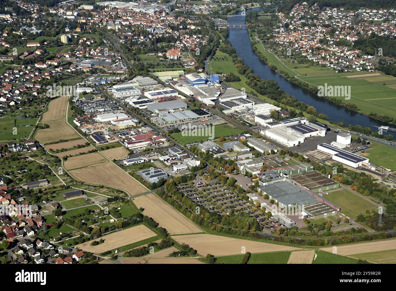Aerial view of the South Industrial Estate in Lohr am Main, Main ...