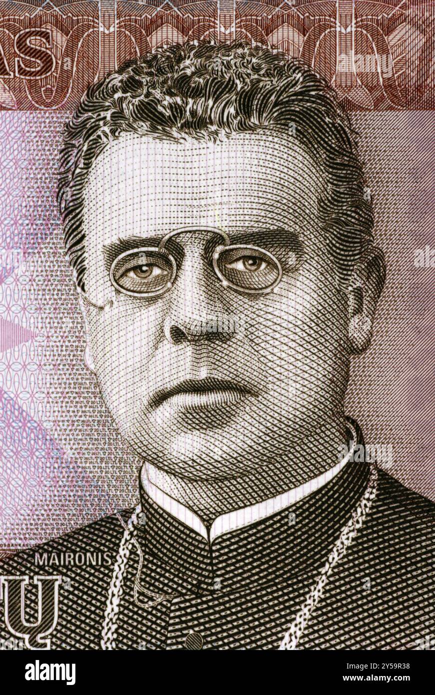 Maironis (1862-1932) on 20 Litu 2007 Banknote from Lithuania ...